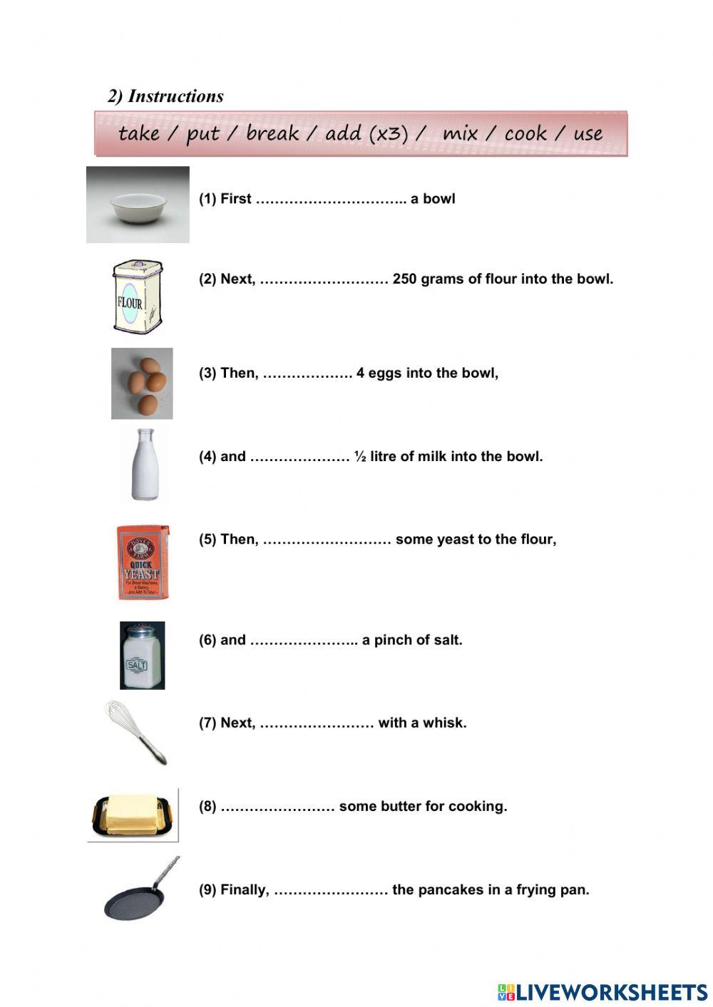 How to make pancake worksheet online exercise for | Live Worksheets