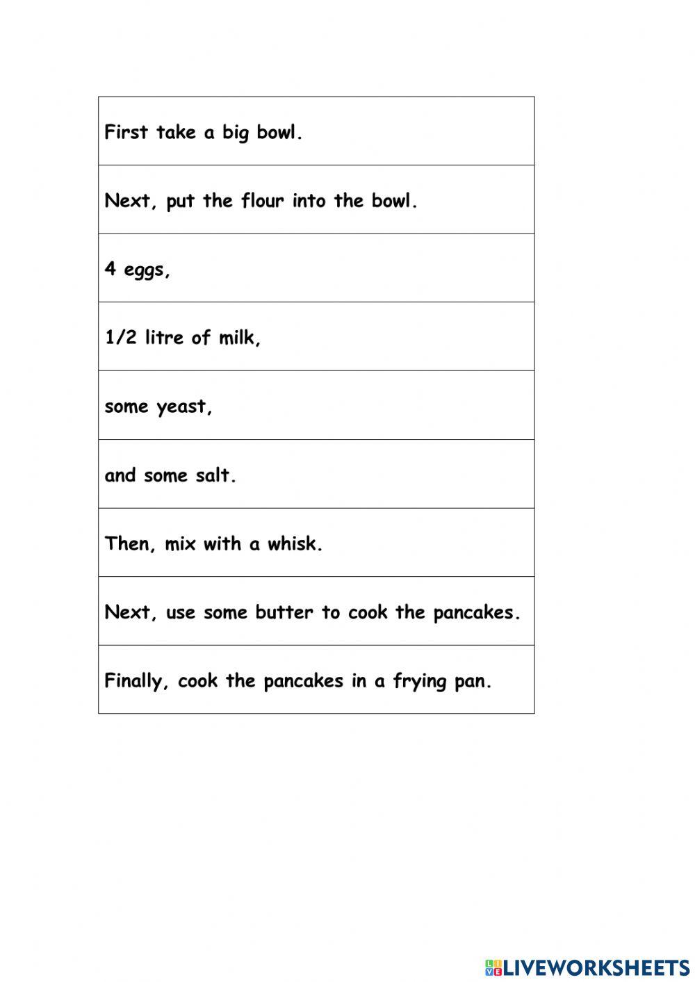 How to make pancake worksheet online exercise for | Live Worksheets
