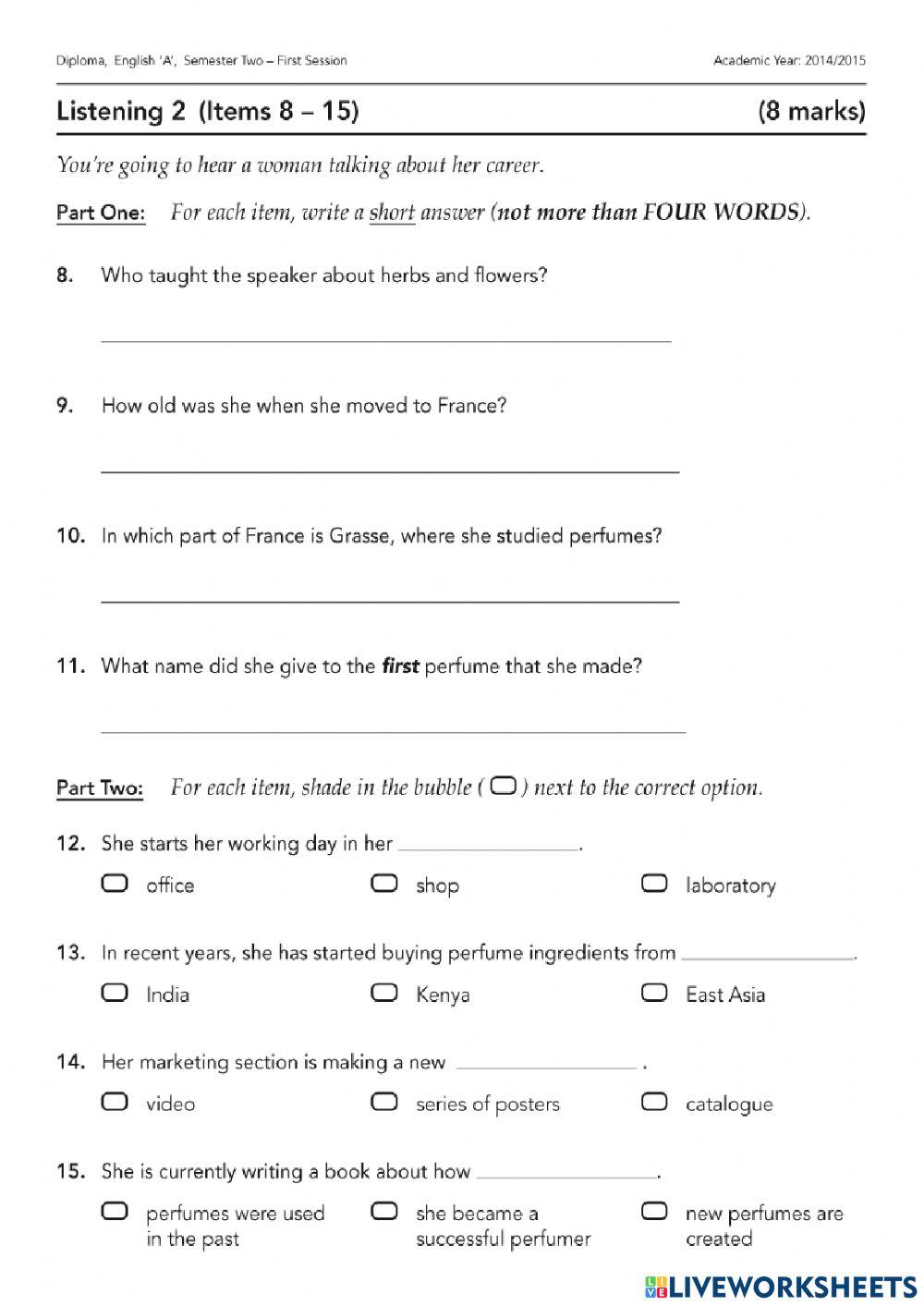 Listening Pract… | Free Interactive Worksheets | 5121398