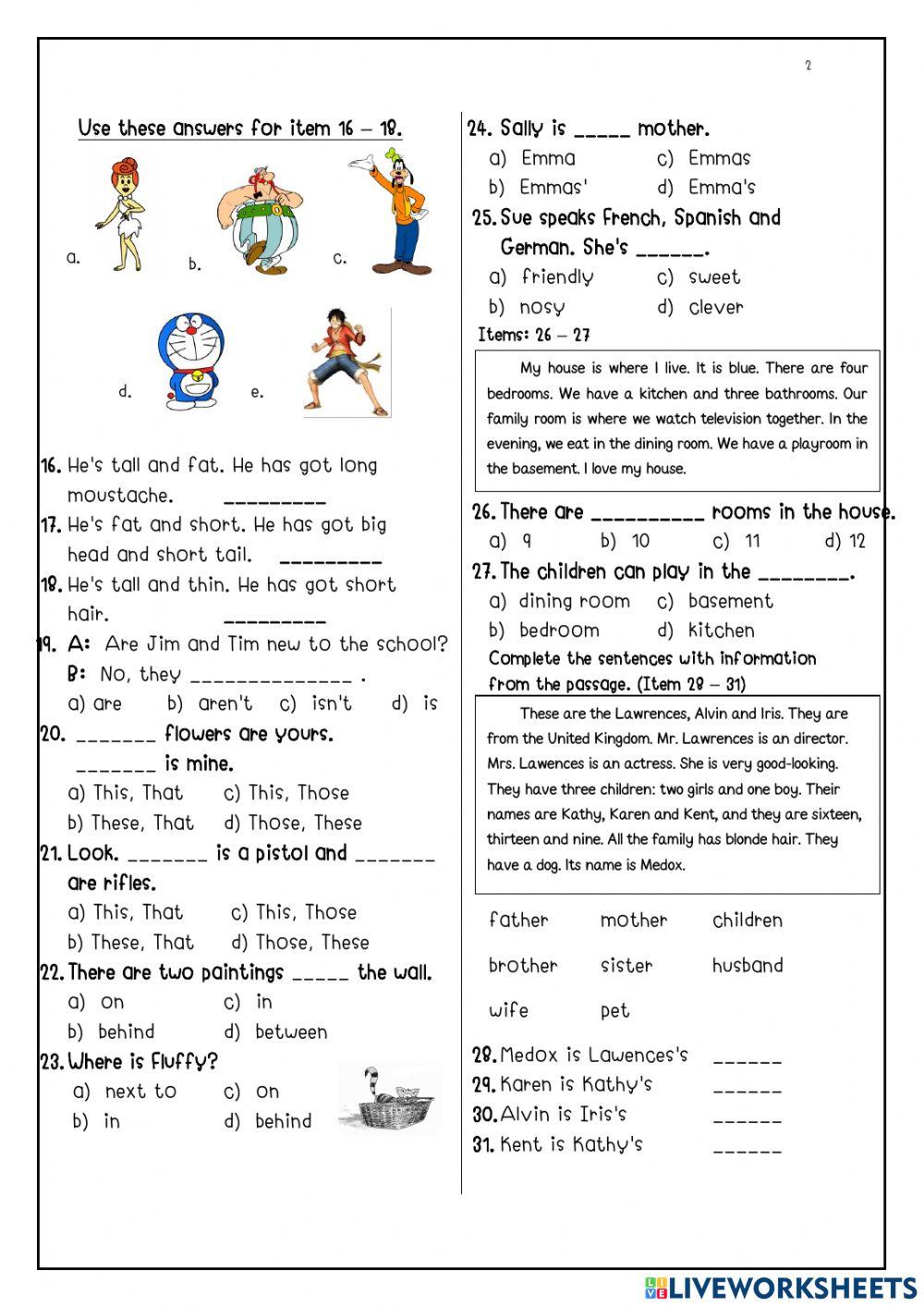 Test online exercise for grade 7 | Live Worksheets