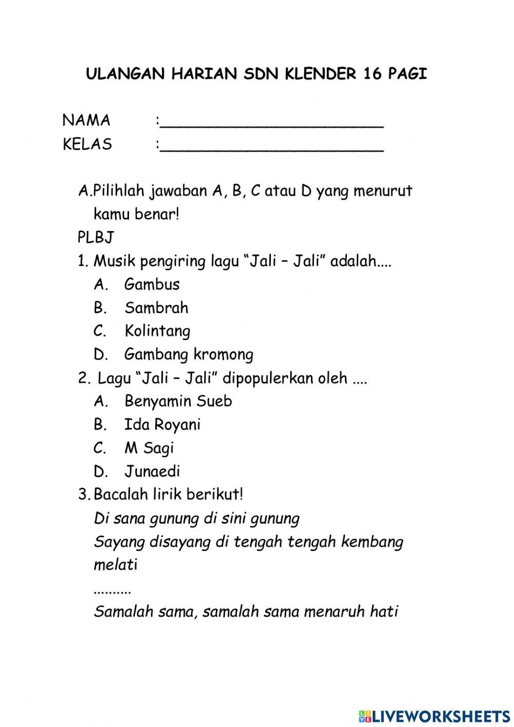 Plbj free online activity | Live Worksheets