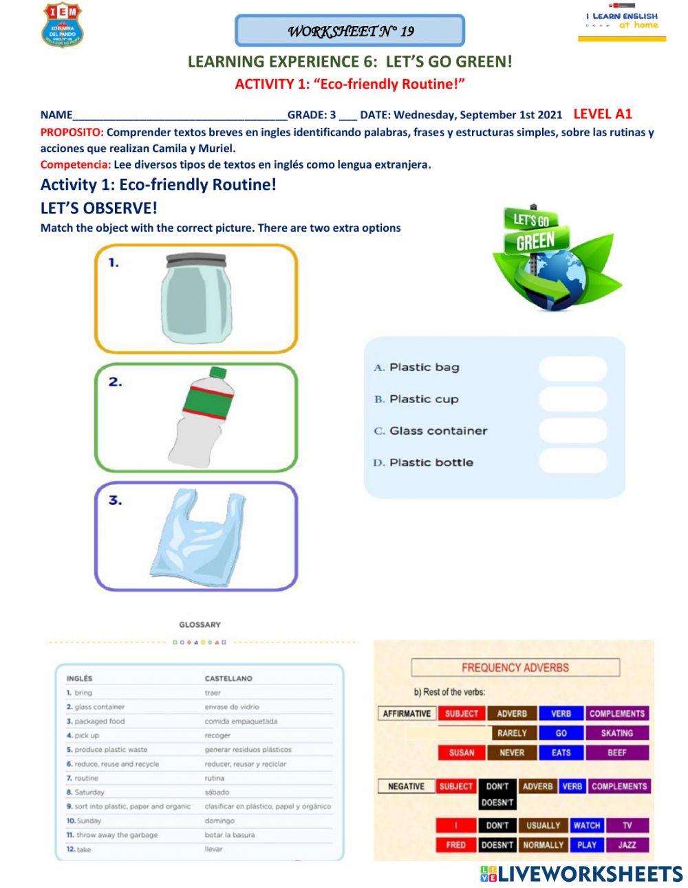 1337716 | Let's go green worksheet 19 A1 | Patricia
