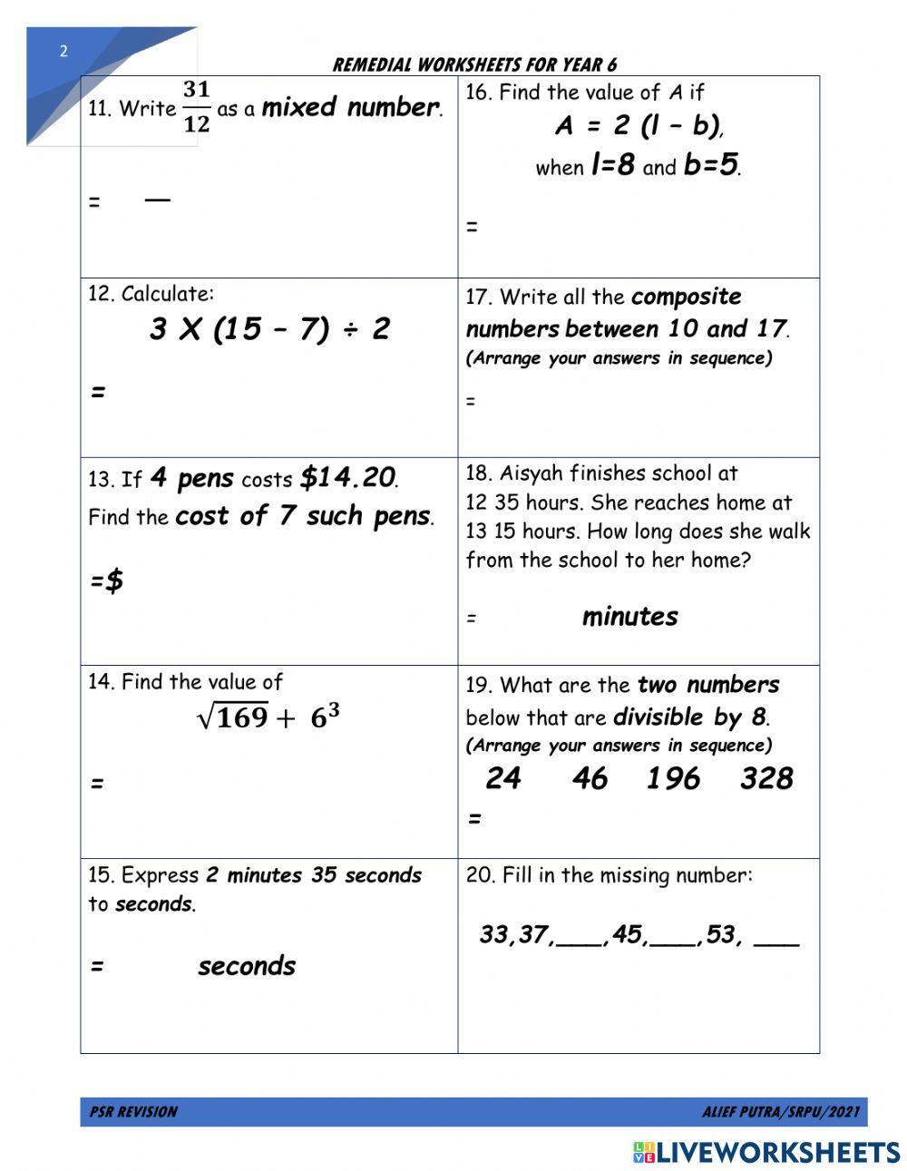 1335745 | Psr revision 21 | evian123 | LiveWorksheets