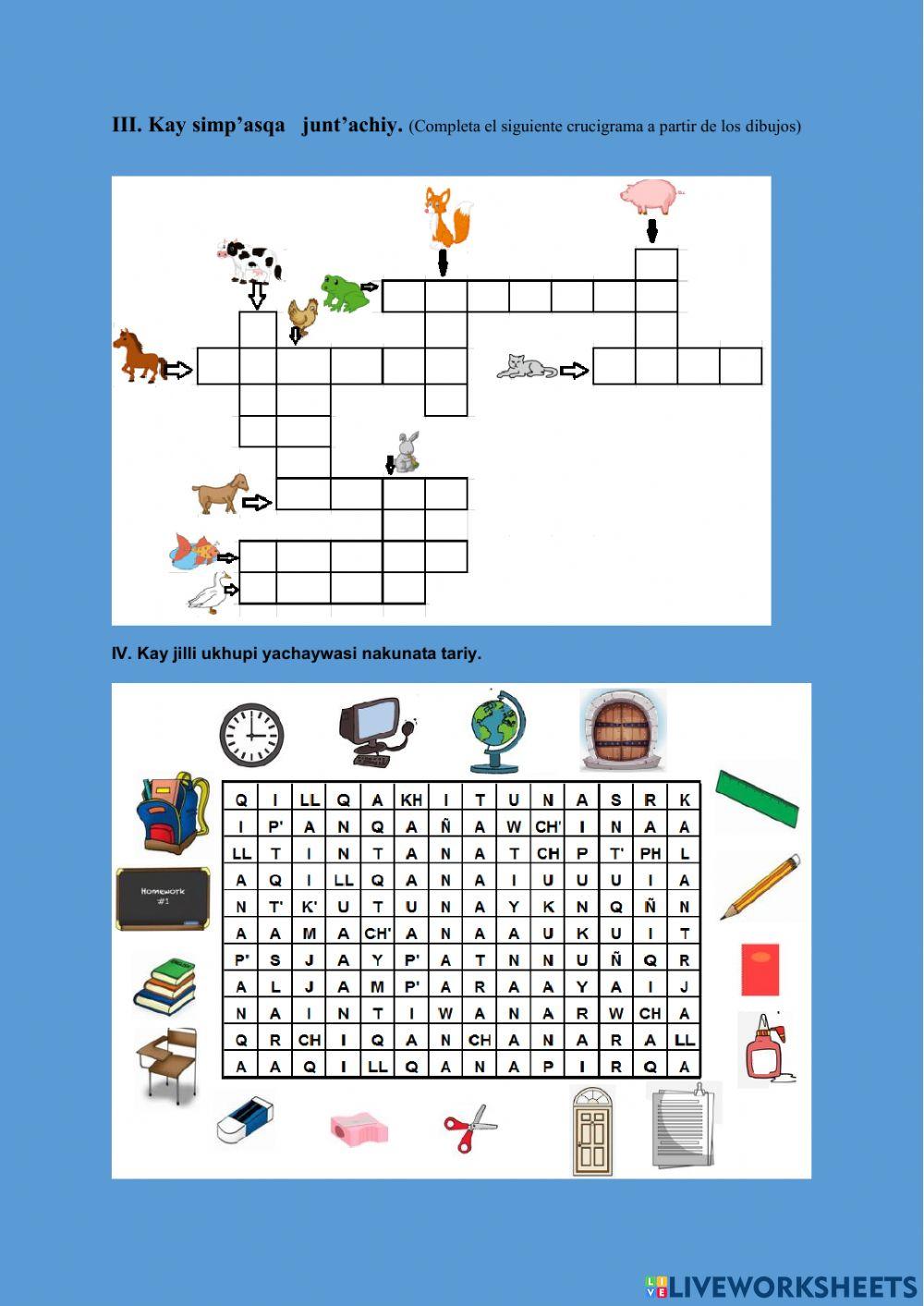 Chanincha worksheet for 1ro secundaria | Live Worksheets