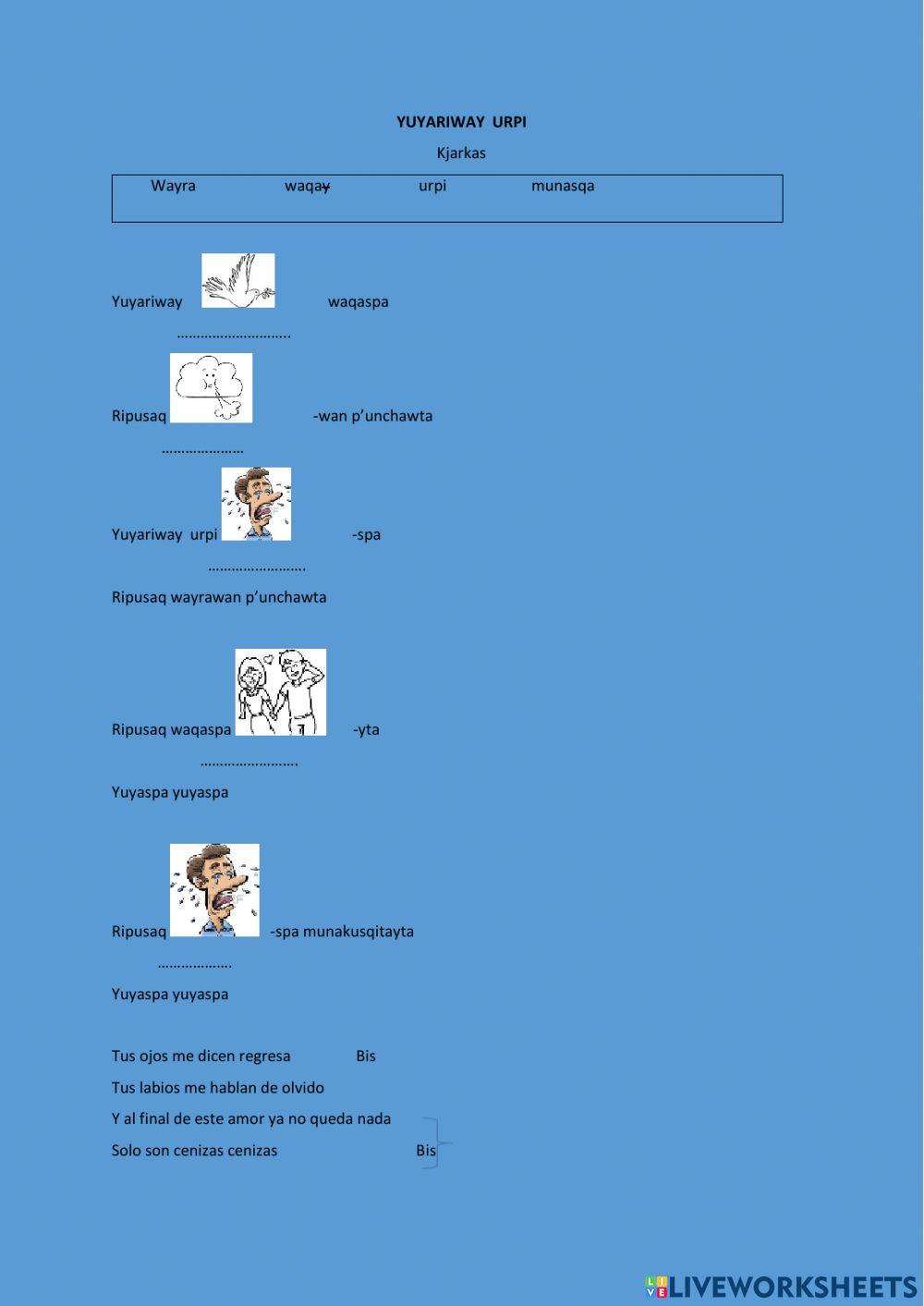 Chanincha worksheet for 1ro secundaria | Live Worksheets