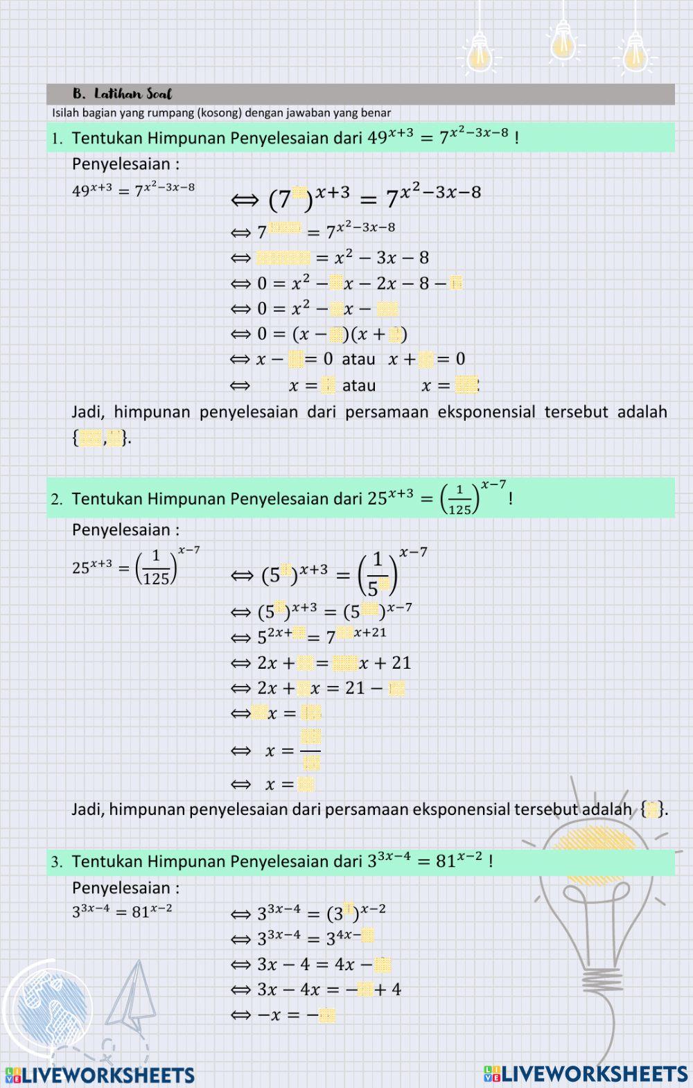 Eksponen | Free Interactive Worksheets | 1337097