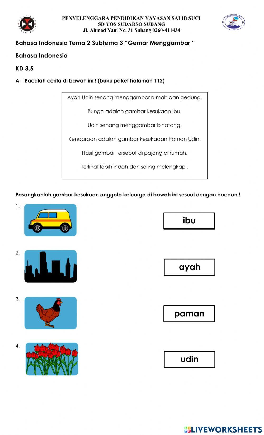 Gemar Menggambar exercise | Live Worksheets