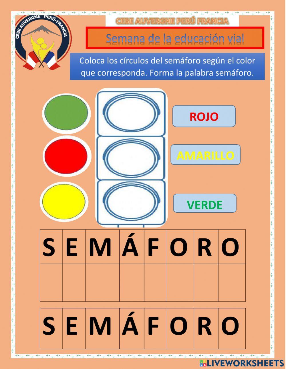 Los colores del semáforo interactive worksheet | Live Worksheets