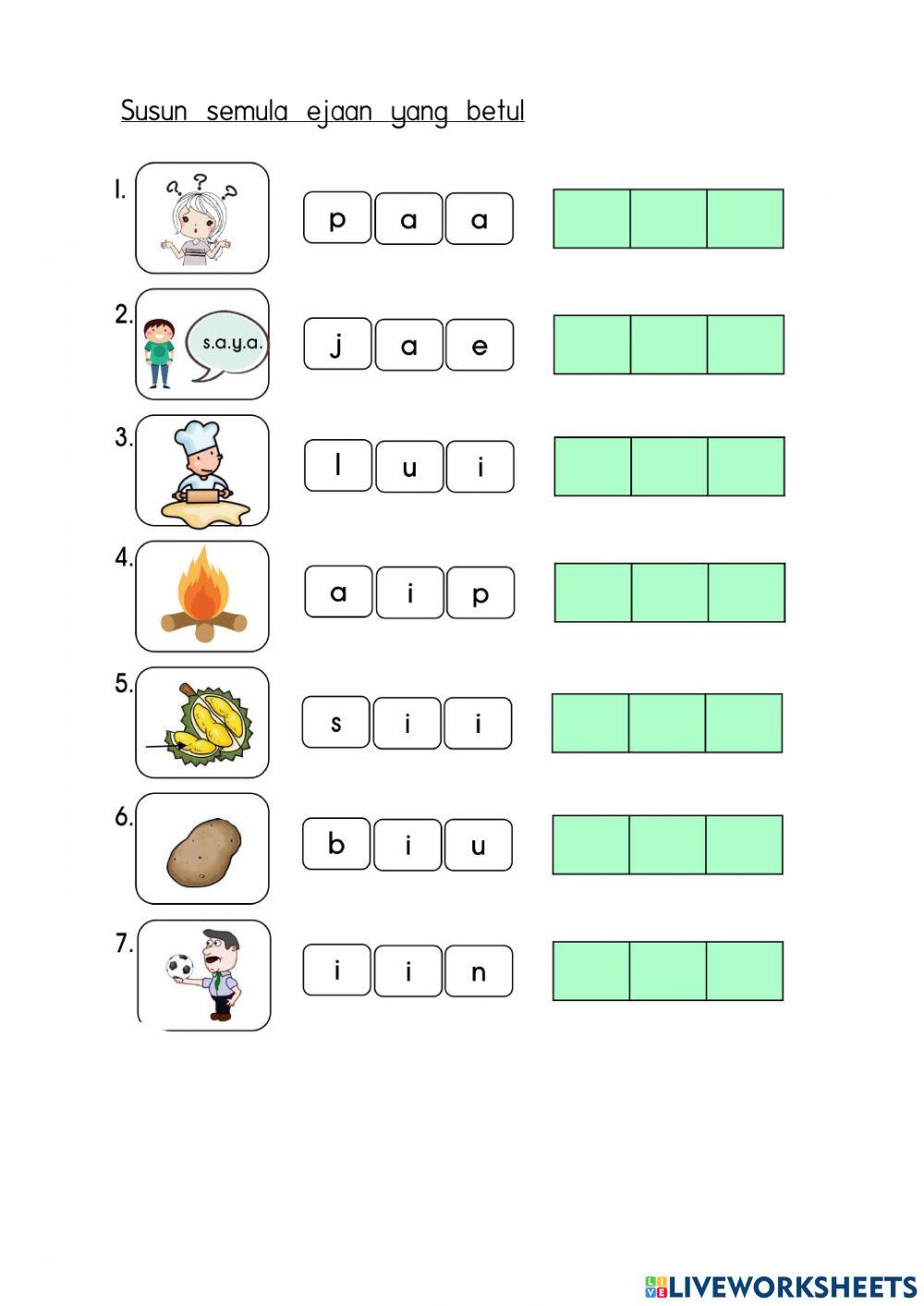 Perkataan VKV online pdf worksheet | Live Worksheets
