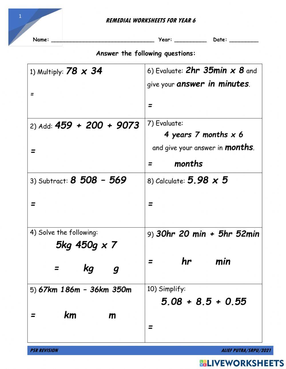 Psr revision 28 1337588 | evian123 | Live Worksheets