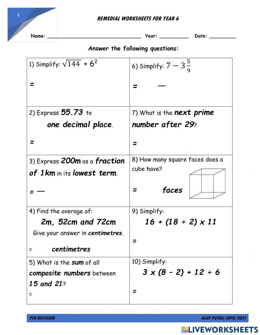 Psr revision 29 1337625 | evian123 | Live Worksheets