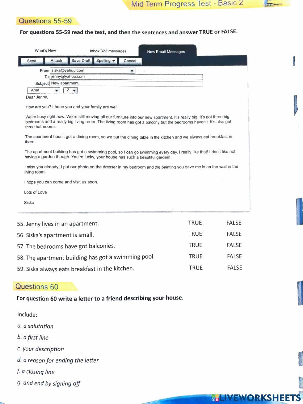 Basic 2 Mid Test online exercise for | Live Worksheets
