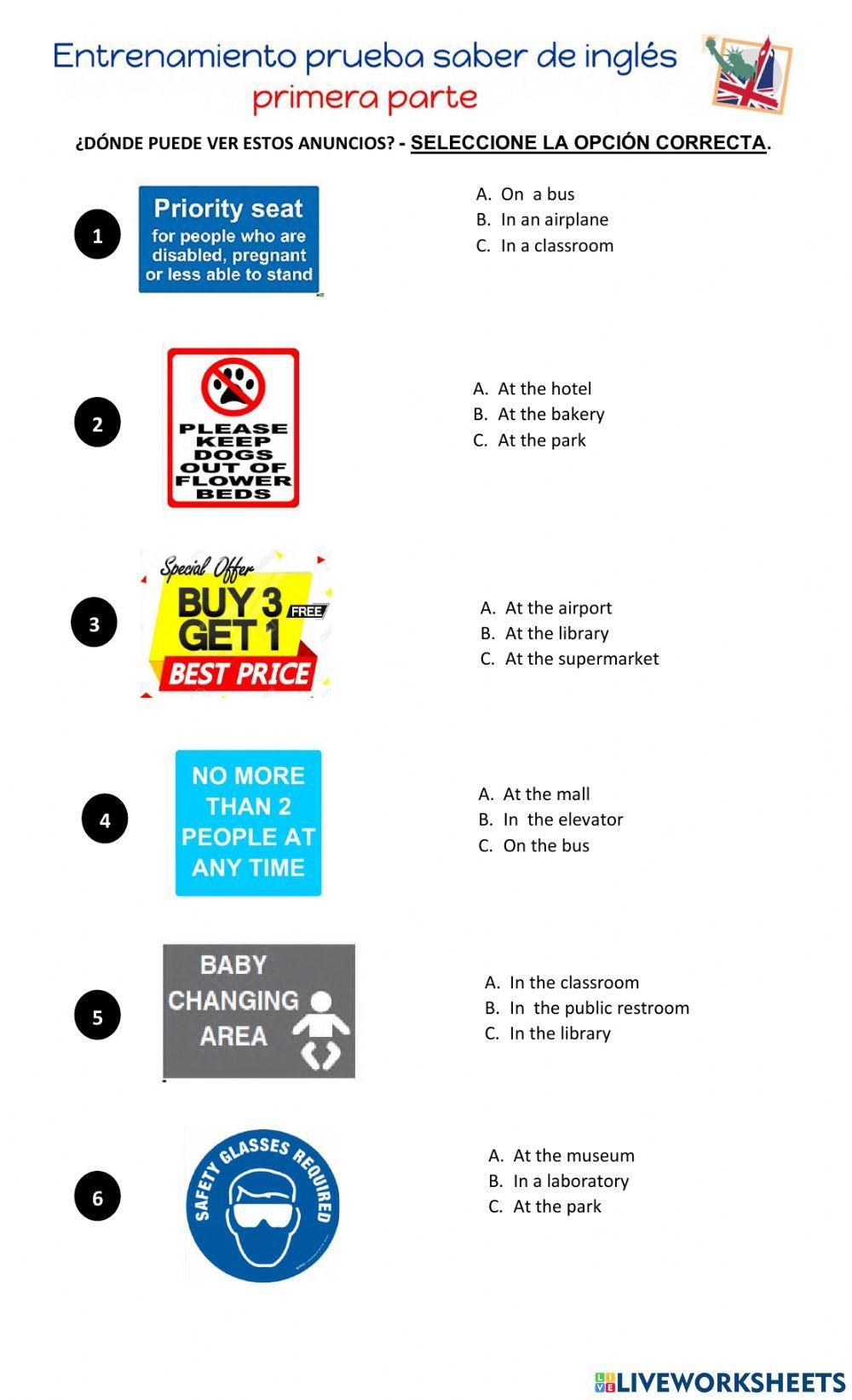 Reading notices | Free Interactive Worksheets | 1338446