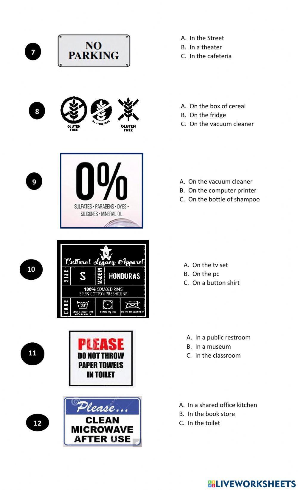 Reading notices | Free Interactive Worksheets | 1338446