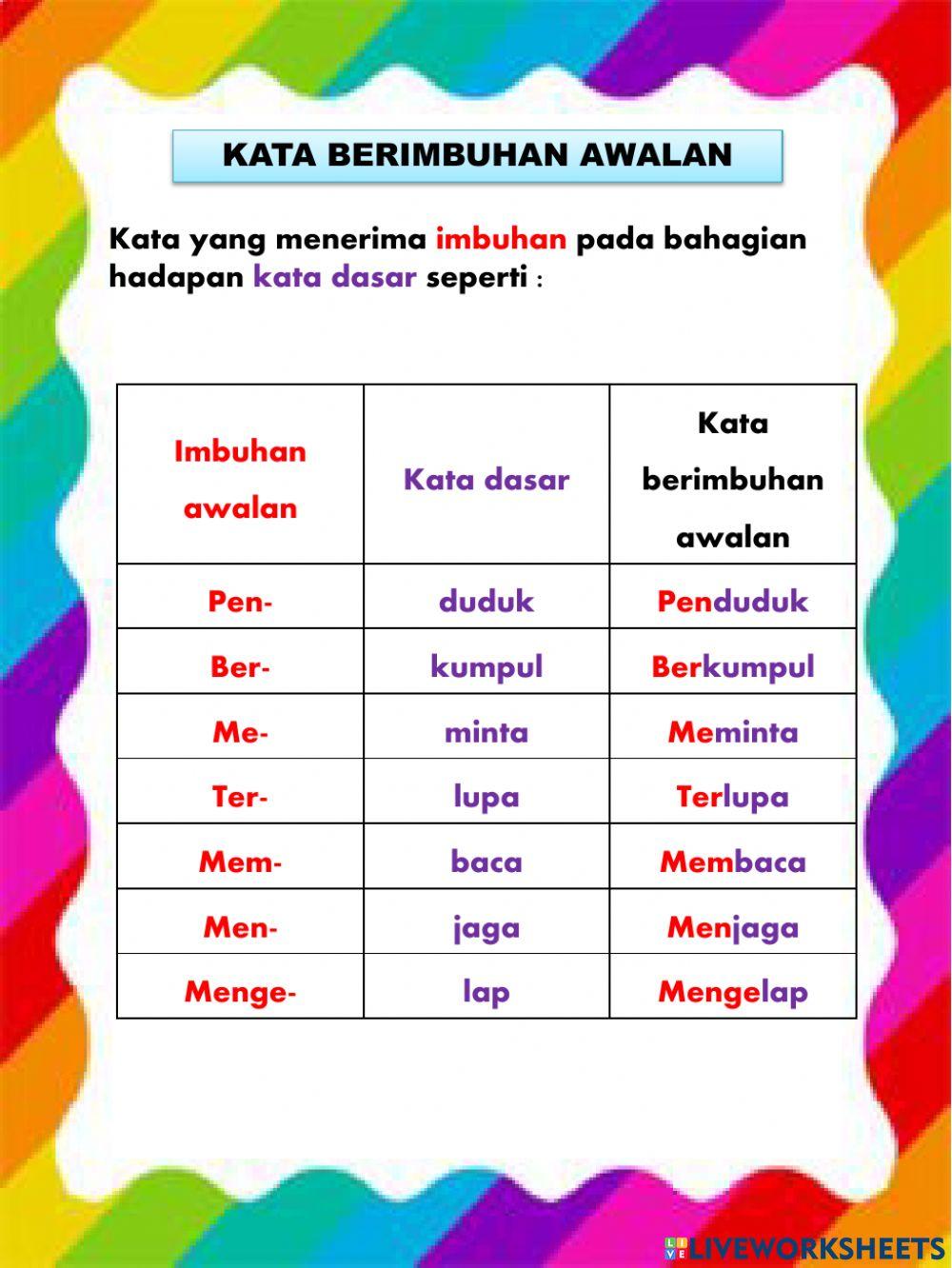 Kata Berimbuhan Sisipan Worksheet Live Worksheets