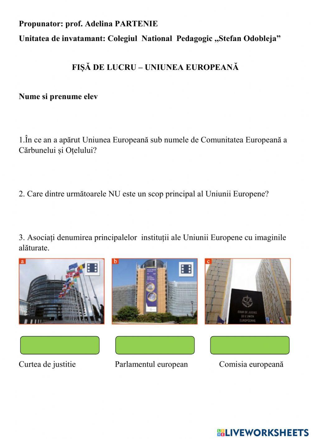 Fisa de lucru UE worksheet | Live Worksheets