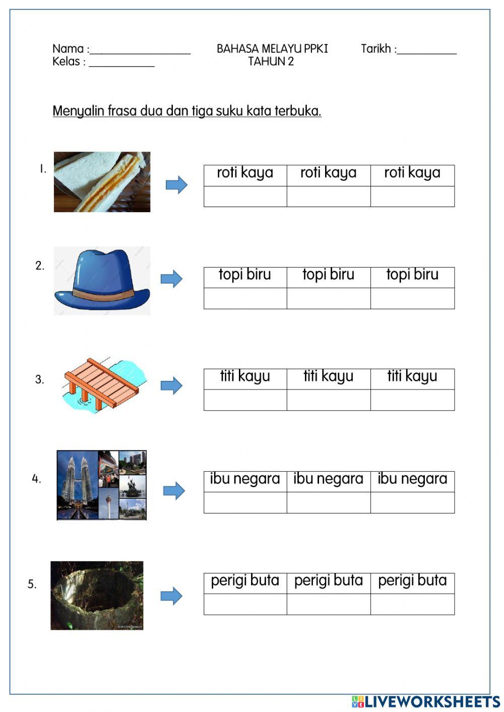 Menyalin Frasa Dua dan Tiga Suku Kata Terbuka 1338630