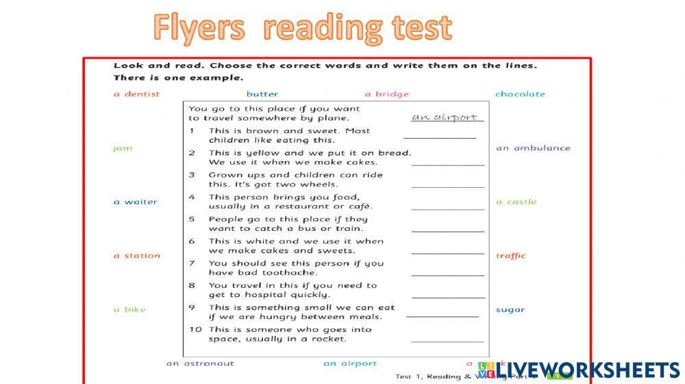 Flyers reading Test 3824537 | Thaole123456 | Live