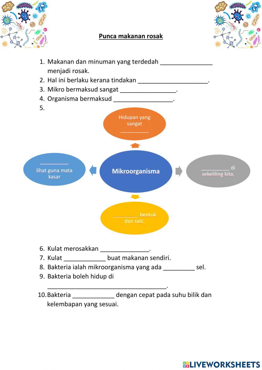 Punca makanan rosak worksheet | Live Worksheets