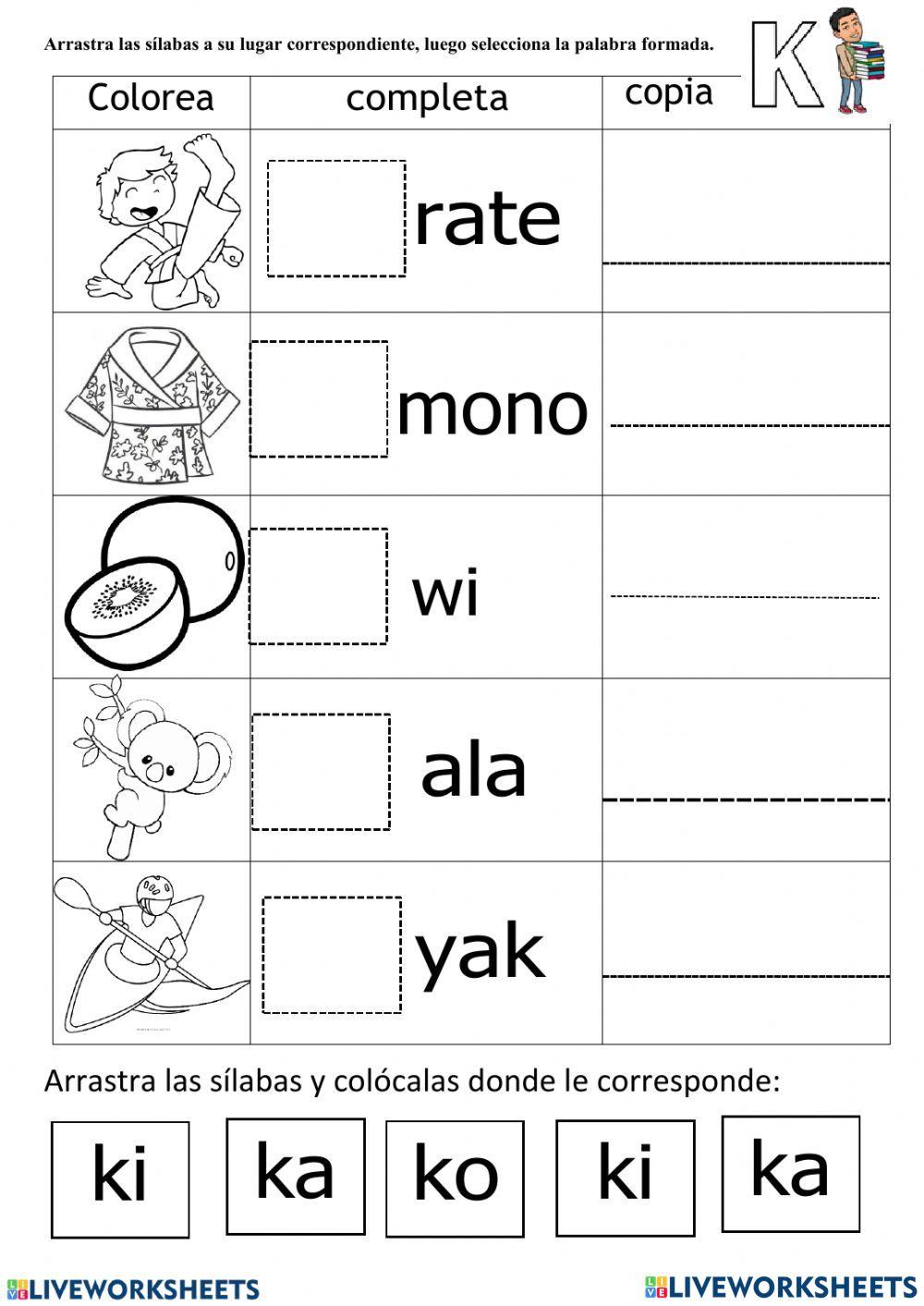 Letra K 0116 Karen Live Worksheets
