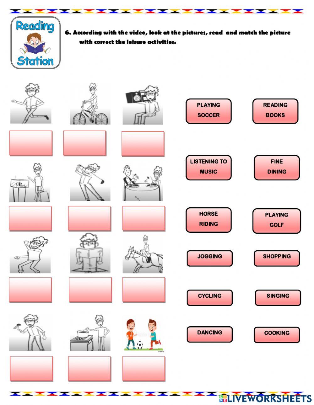 Pdf online worksheet: Leisure Activities | Live Worksheets