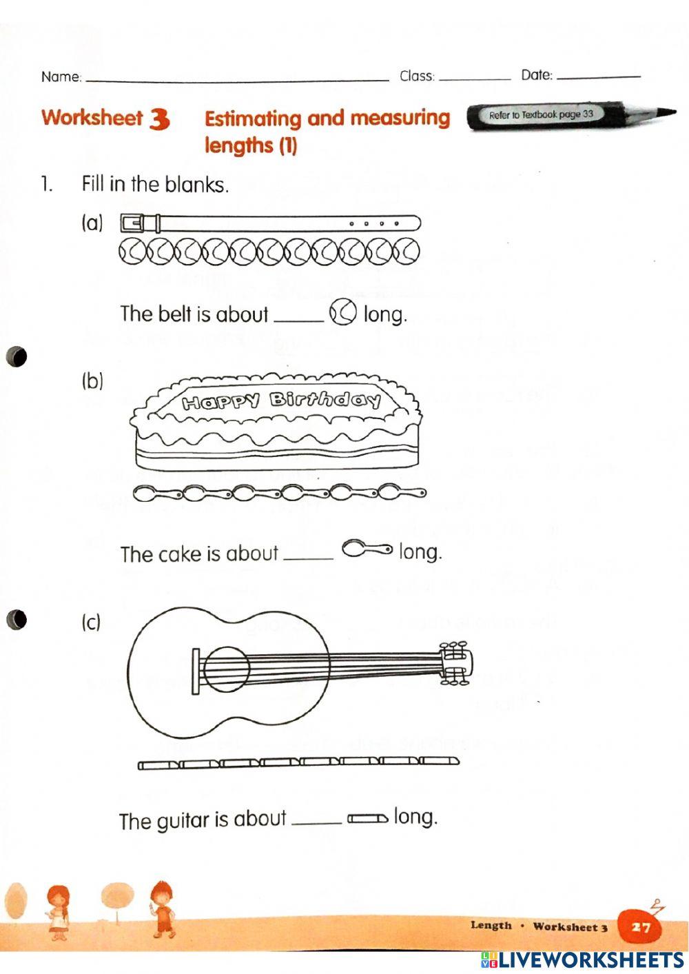worksheet 3 Estimating and measuring length 1 3355599