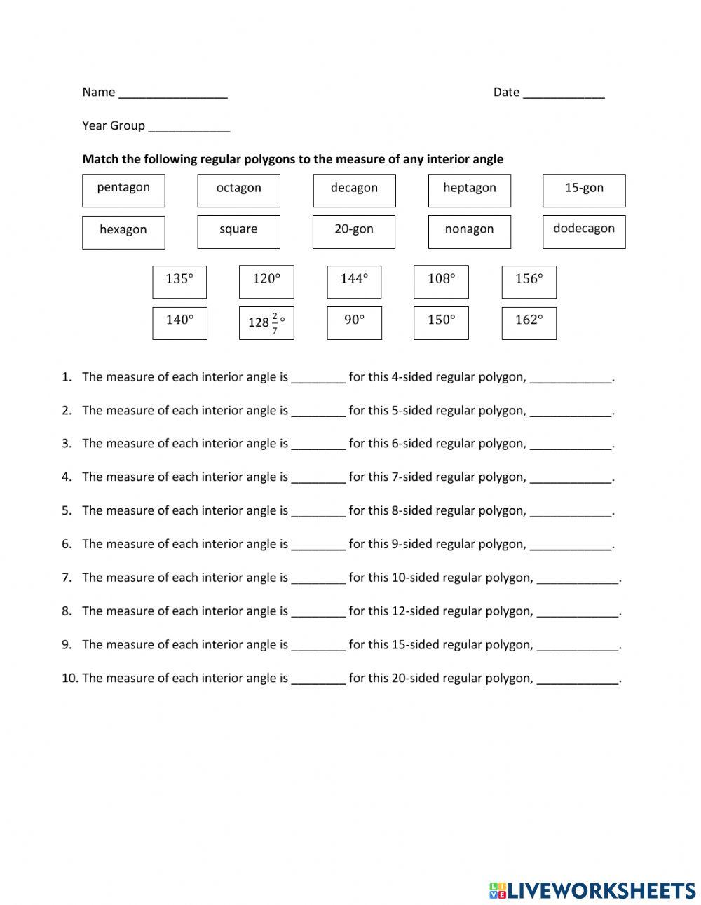 Interior Angles… | Free Interactive Worksheets | 1339793