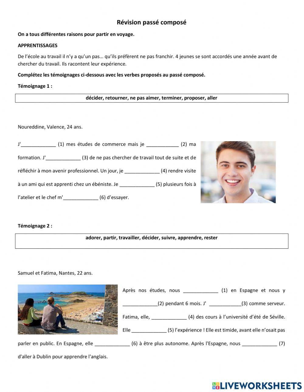 Révision passé … | Free Interactive Worksheets | 5148042