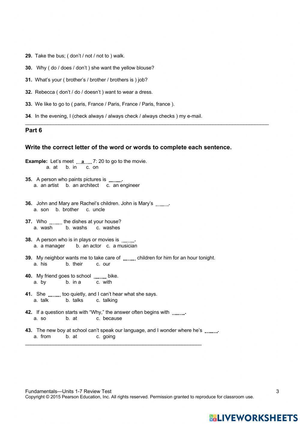 ENGLISH II DIAGNOSTIC TEST online exercise for LEVEL 2 | Live Worksheets