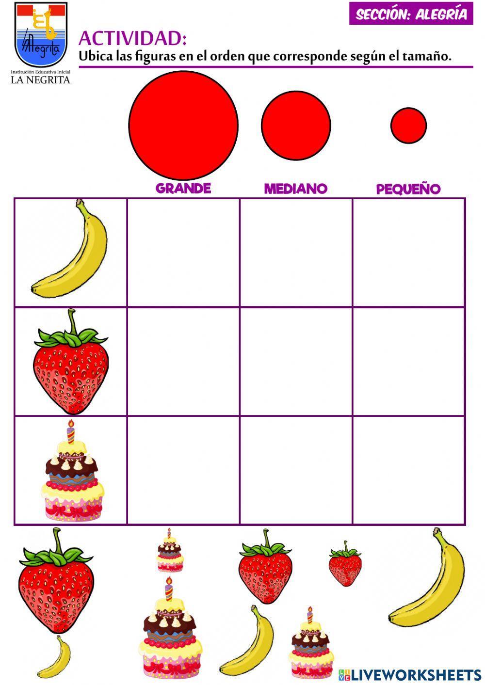 Grande-mediano-pequeño interactive worksheet | Live Worksheets
