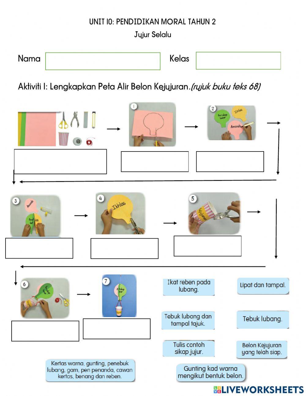 Unit 10:Pendidikan Moral Tahun 2 (3) worksheet | Live Worksheets