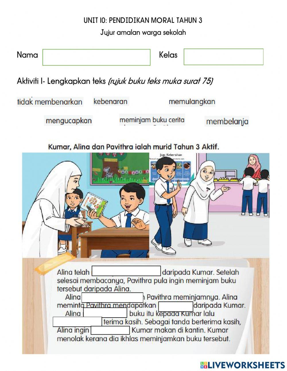 Lembaran Kerja Pendidikan Moral Tahun 3 – Bilarasa Lembaran Kerja Pendidikan Moral Tahun 3 – Bilarasa