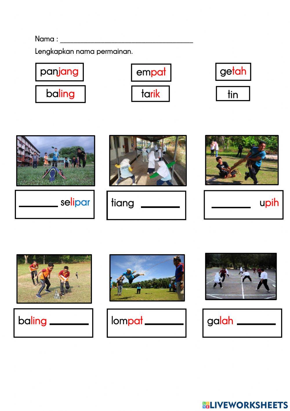 Permainan aras rendah worksheet | Live Worksheets