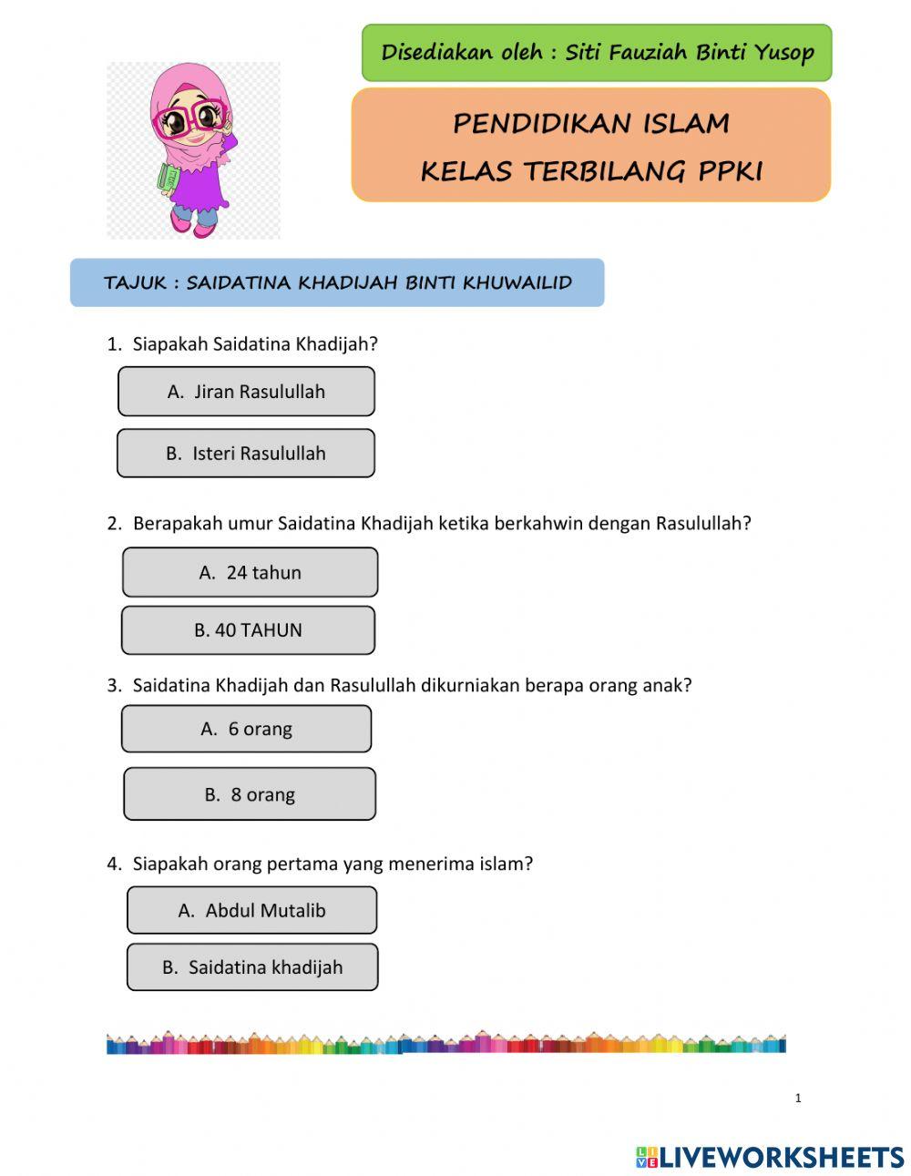 Pendidikan islam 1376955 | CT2616 | Live Worksheets