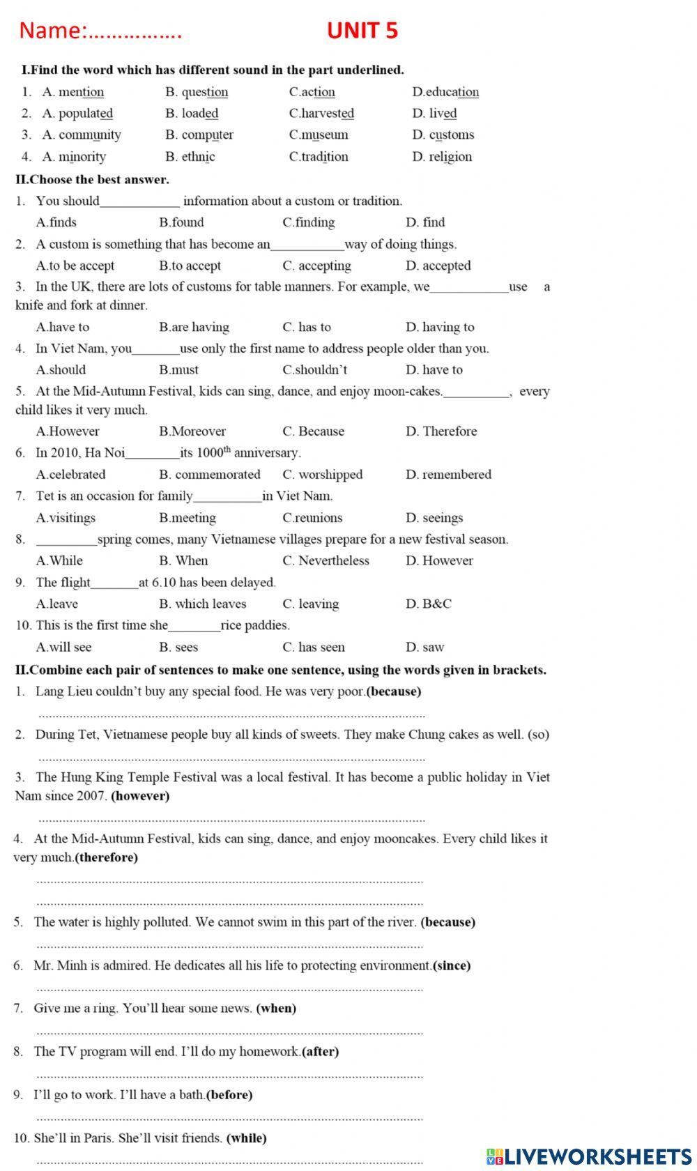 G8 u5-1 worksheet | Live Worksheets