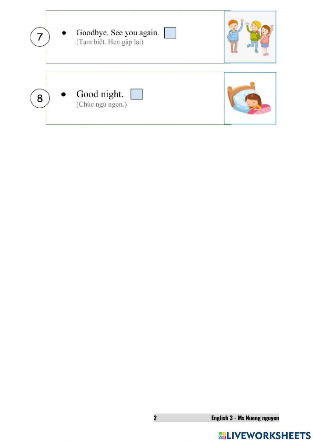 E3U1 Hello (liv… | Free Interactive Worksheets | 1375391