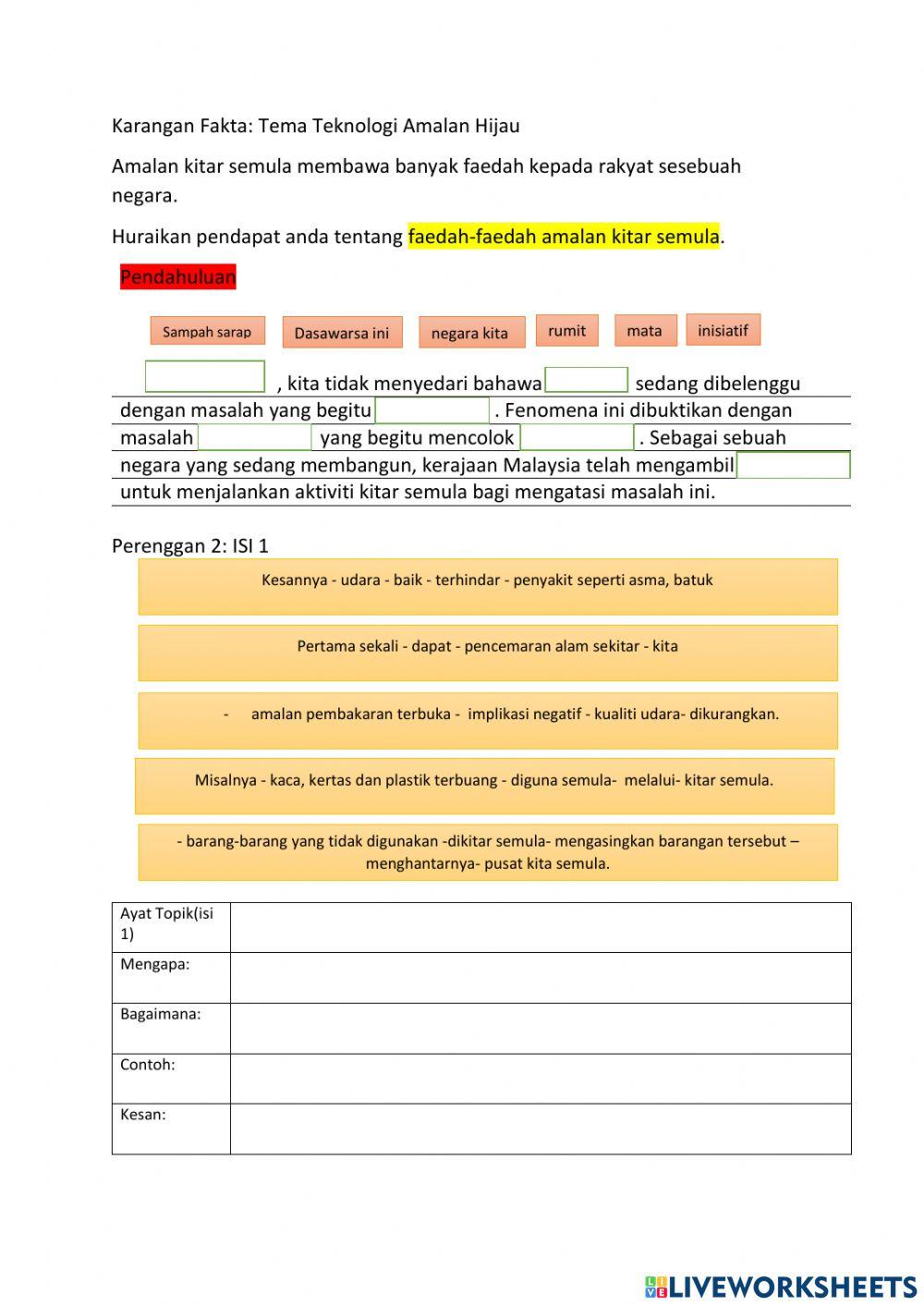 Rangka karangan 204 buku kerja tingkatan 1 online exercise for | Live ...