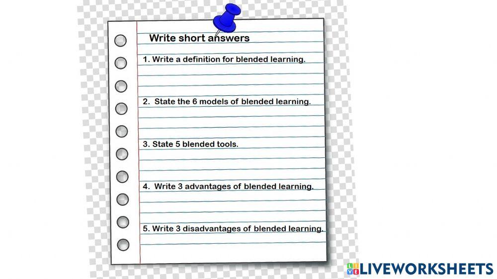 Blended learning - short answers worksheet | Live Worksheets