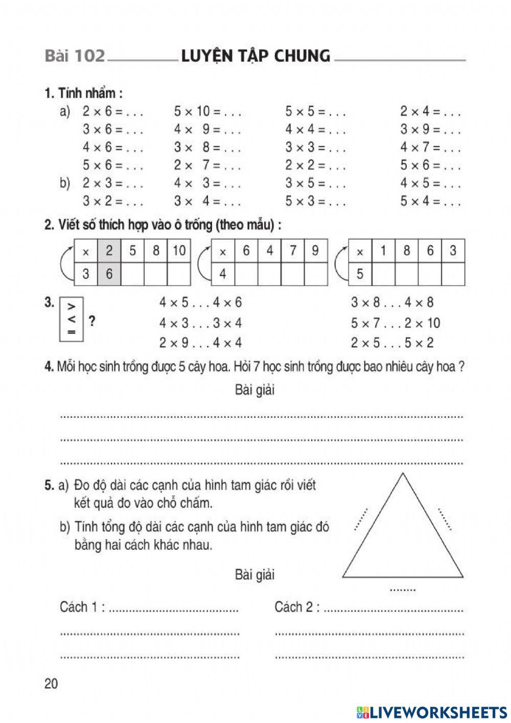 Bài tập về nhà online worksheet for 2 | Live Worksheets