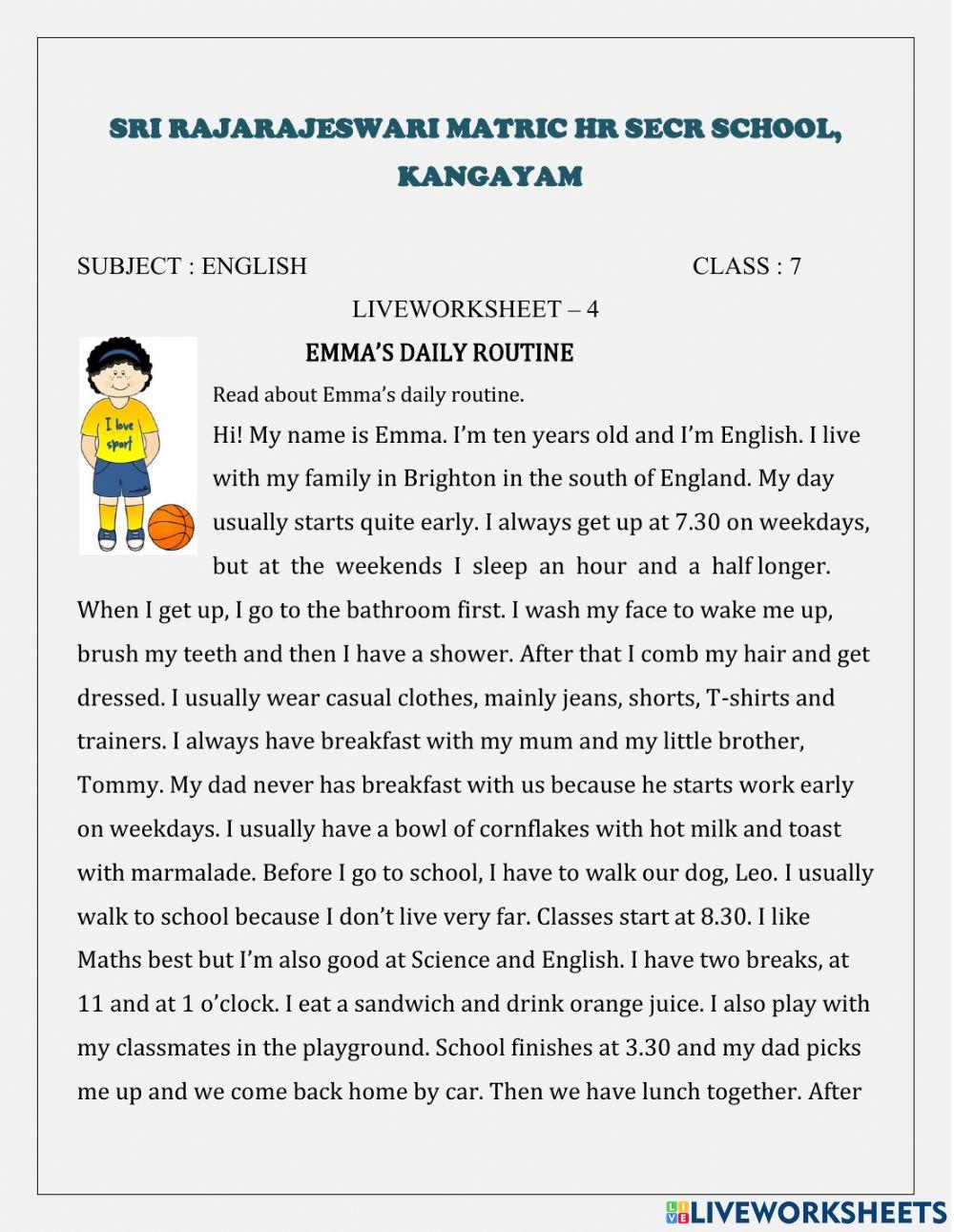 Reading compreh… | Free Interactive Worksheets | 1378830