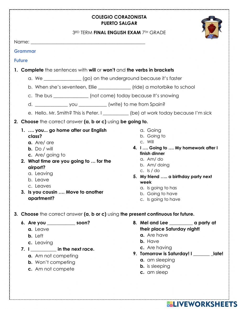 Final exam online pdf worksheet | Live Worksheets