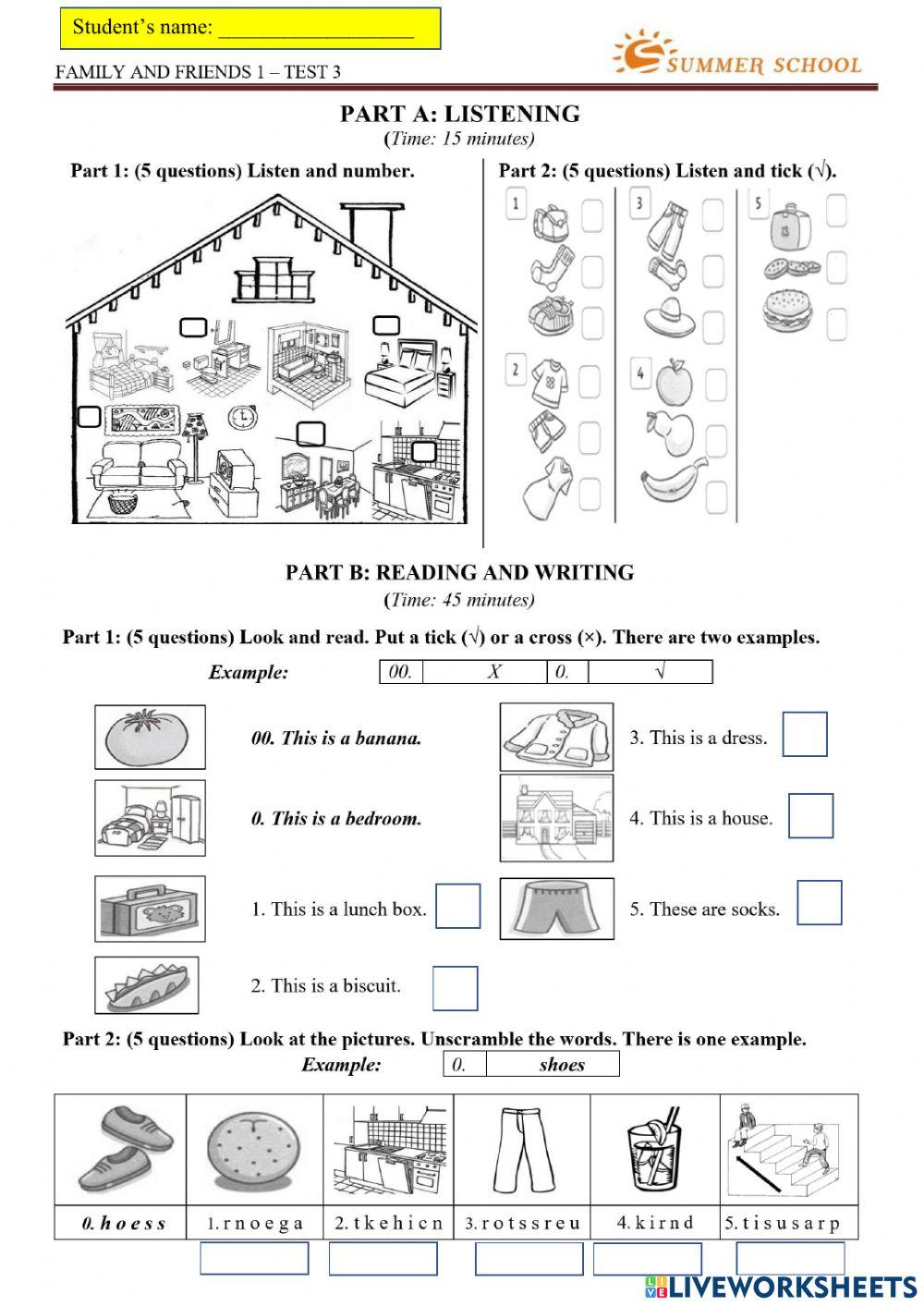 FF1 - test 3 worksheet | Live Worksheets