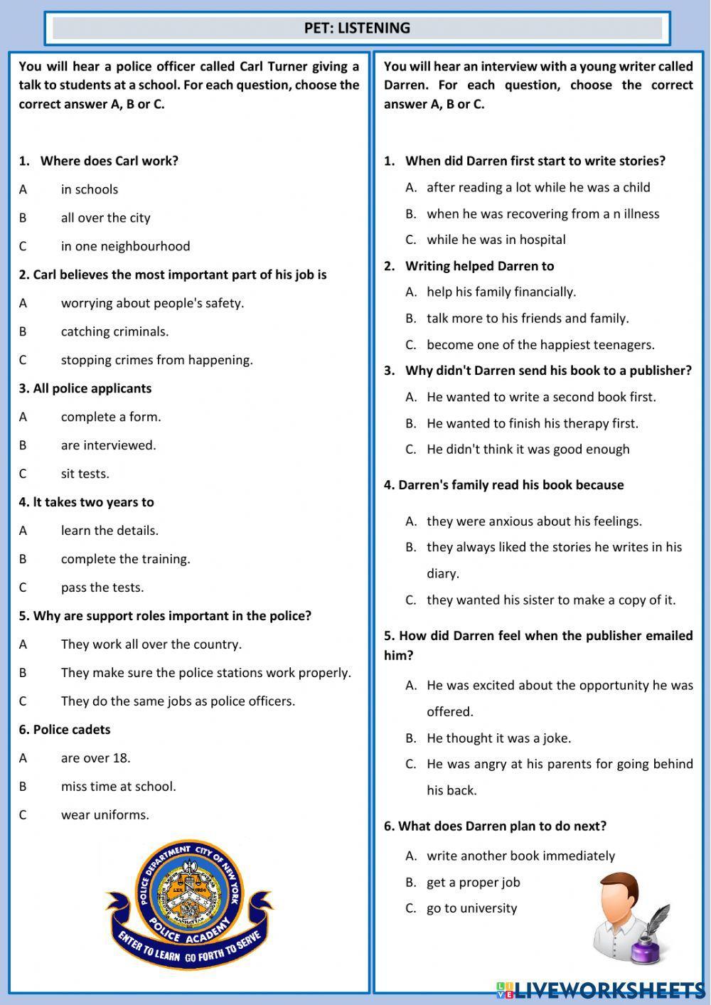 Pet test | Free Interactive Worksheets | 1379333