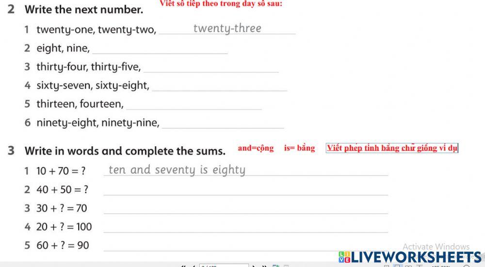 Fa3 number 1-100 worksheet | Live Worksheets