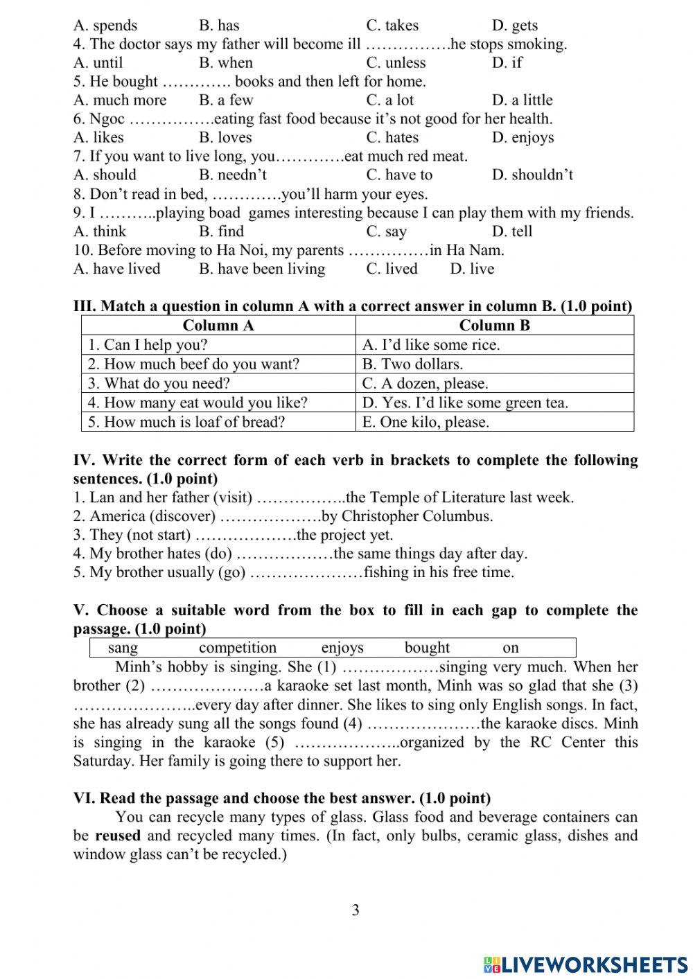 Ly Thi Nhu Huyen | FINAL TEST-1ST SEMESTER-GRADE 7