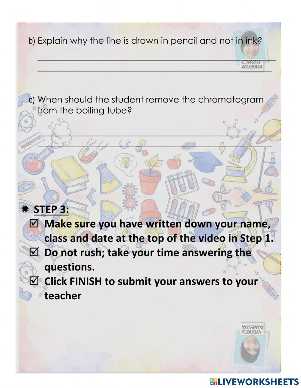 Chromatography | Free Interactive Worksheets | 1379926
