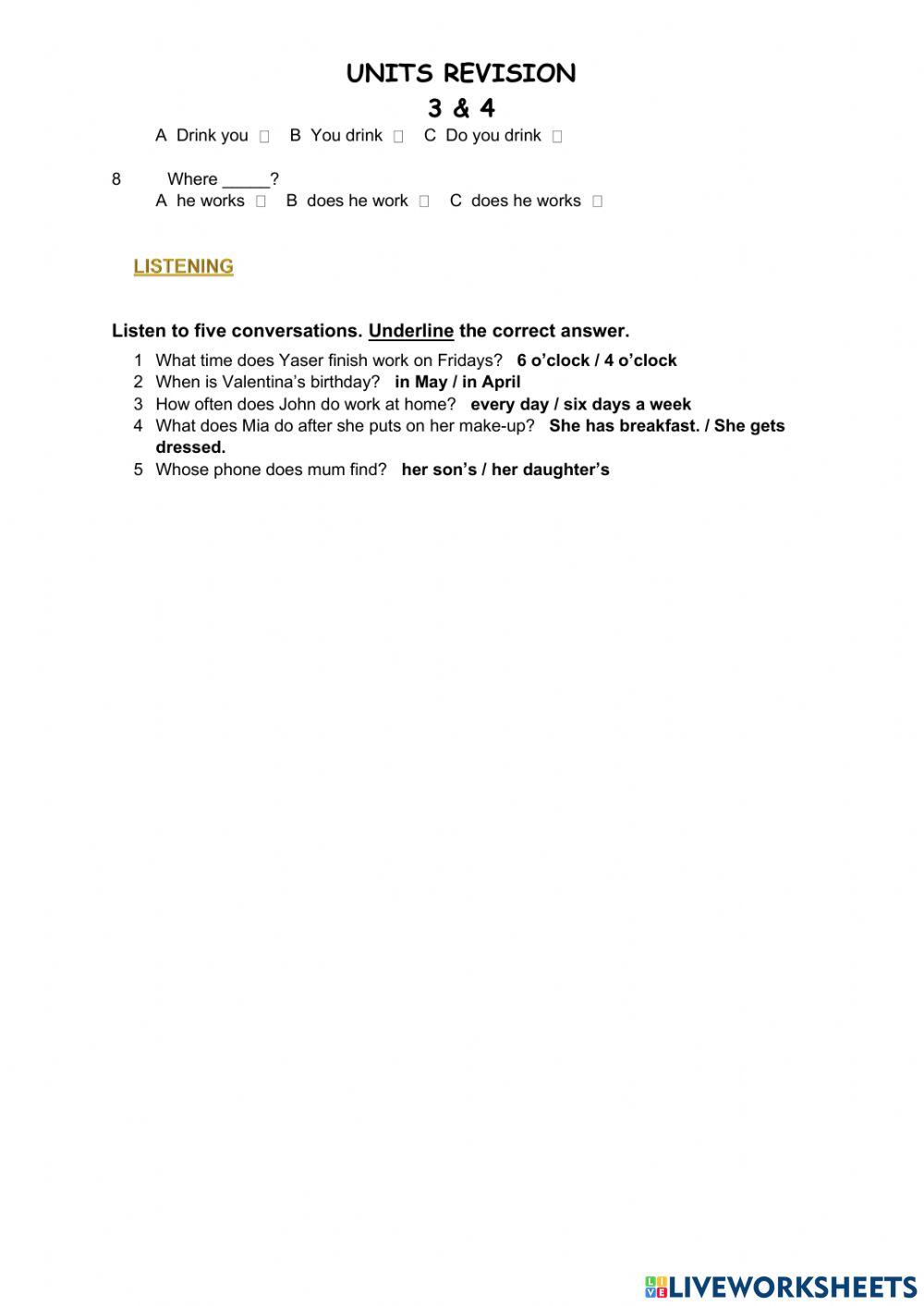 units revision … | Free Interactive Worksheets | 5160883
