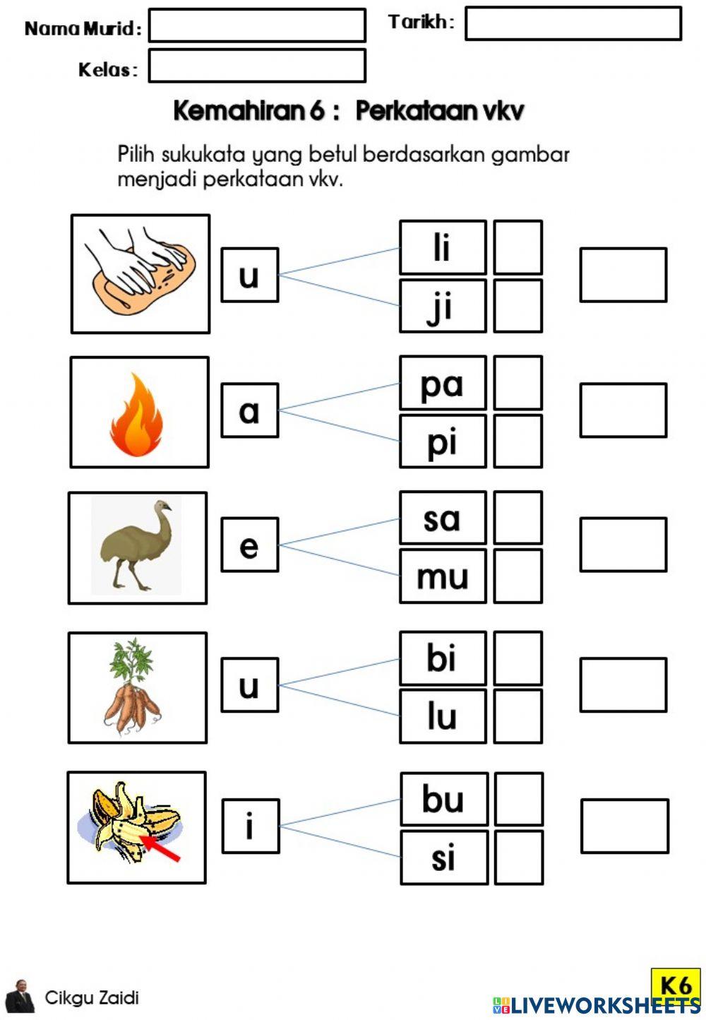 Kemahiran VKV exercise | Live Worksheets
