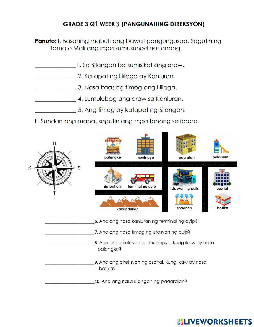 Mga Pangunahing Direksyon Worksheet Live Worksheets, 58% OFF