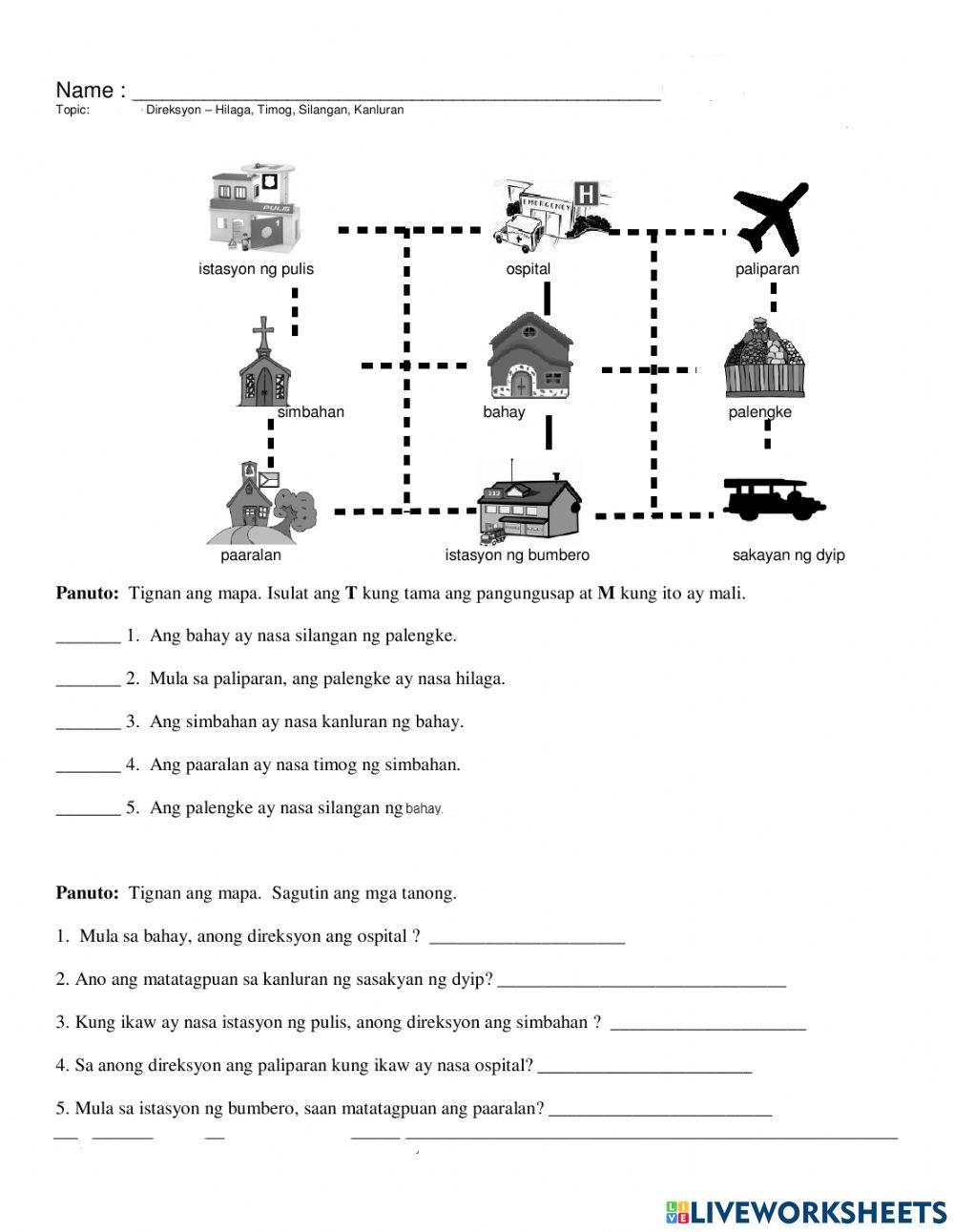 Mga Pangunahing Direksyon Worksheet Live Worksheets, 56% OFF